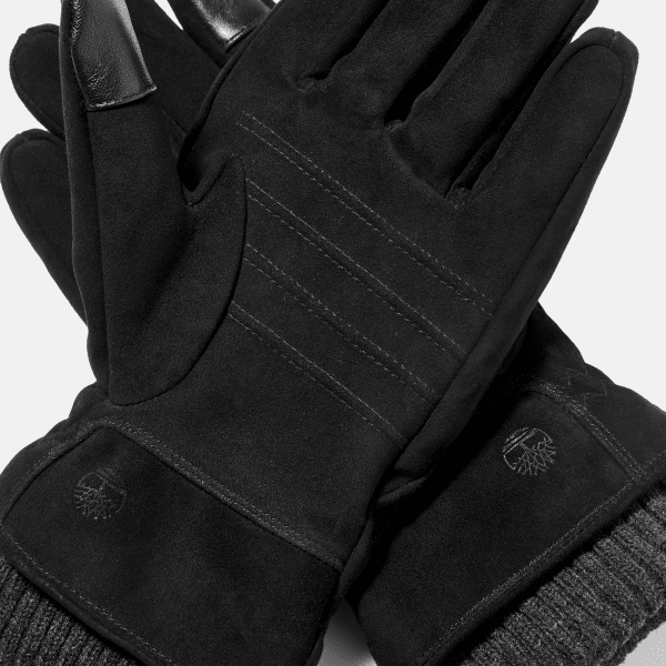 Lederhandschuh mit Bundchen aus Rippstrick fur Herren in Schwarz