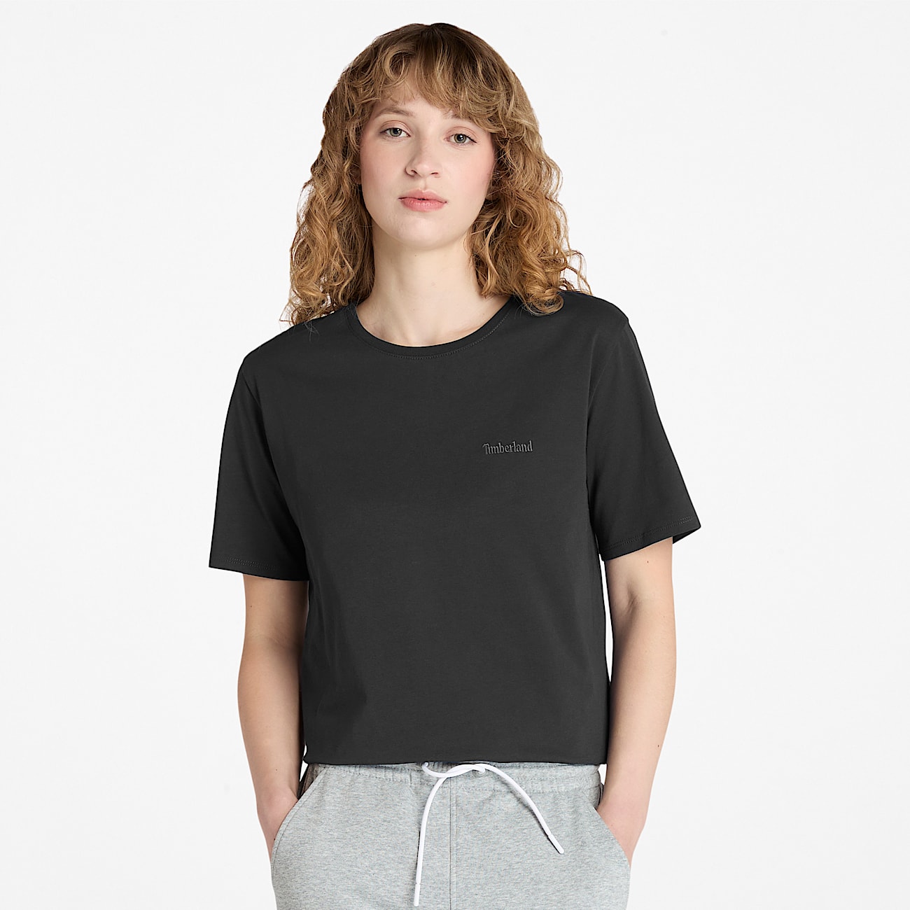 Embroidered Logo Short-Sleeve T-Shirt for Women in Black