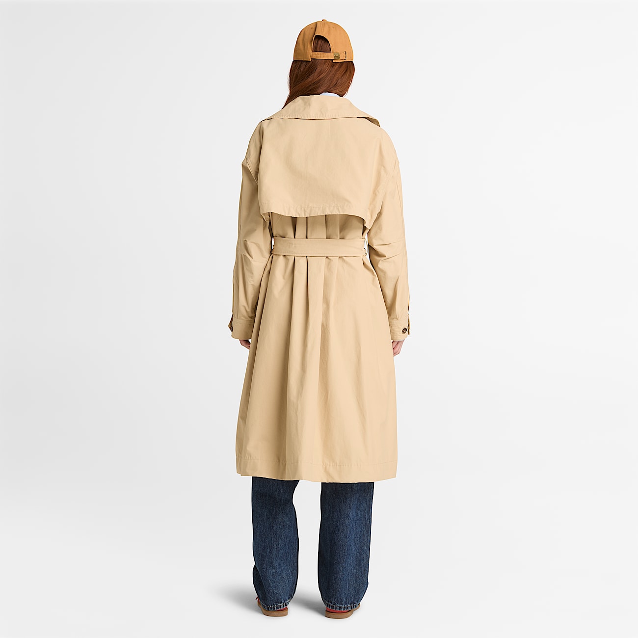 Water-Repellent Long Mac Coat for Women in Beige
