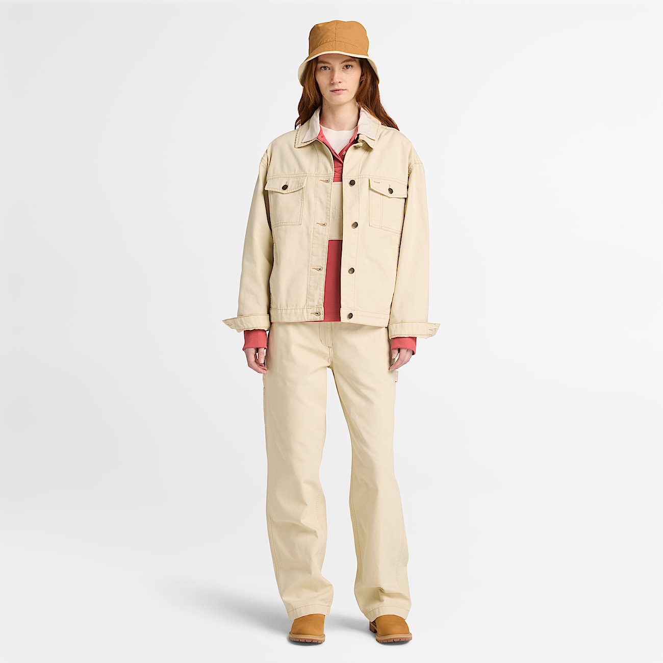 Canvas Straight Trouser for Women in Beige