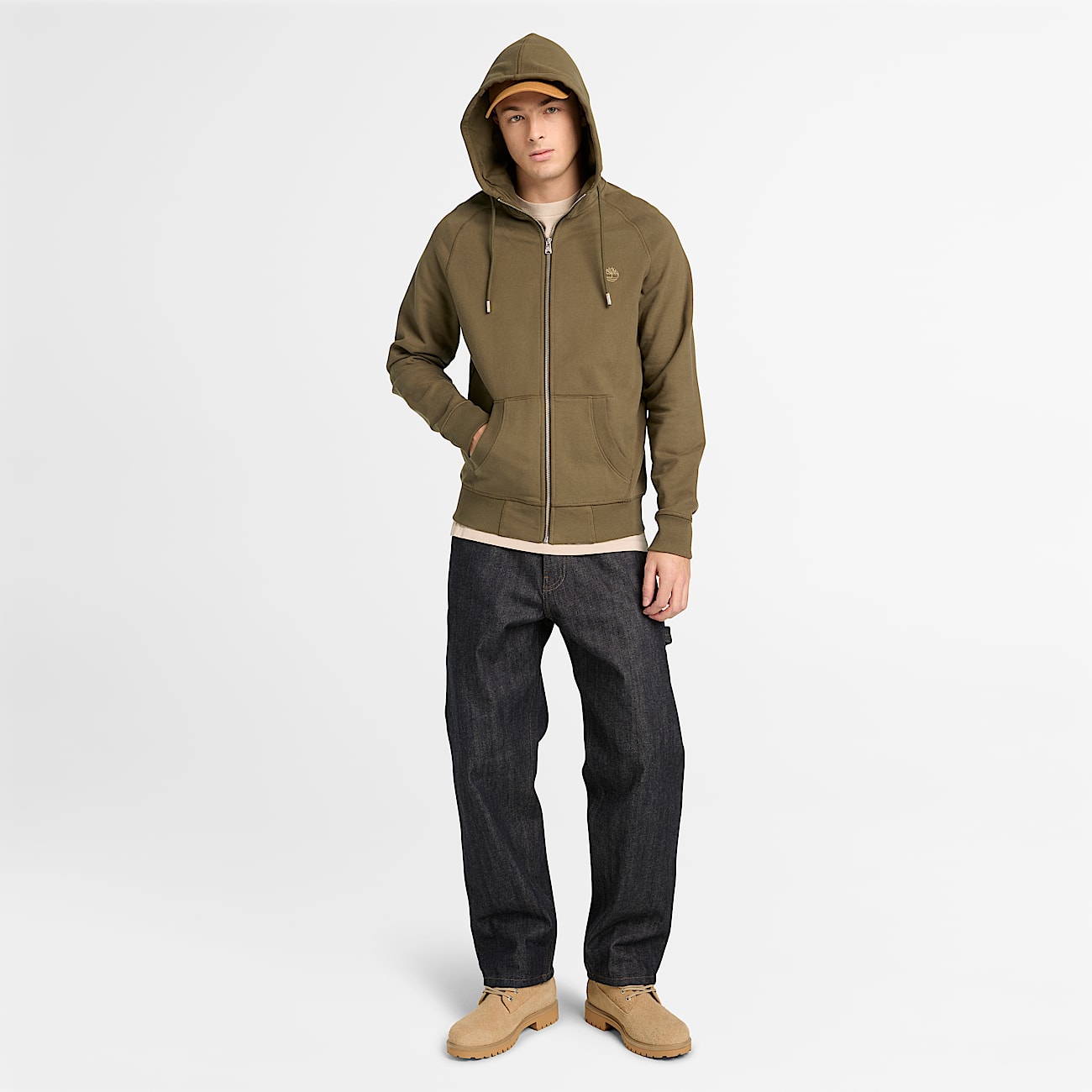 Exeter River Full-Zip Hoodie for Men in Green/Brown