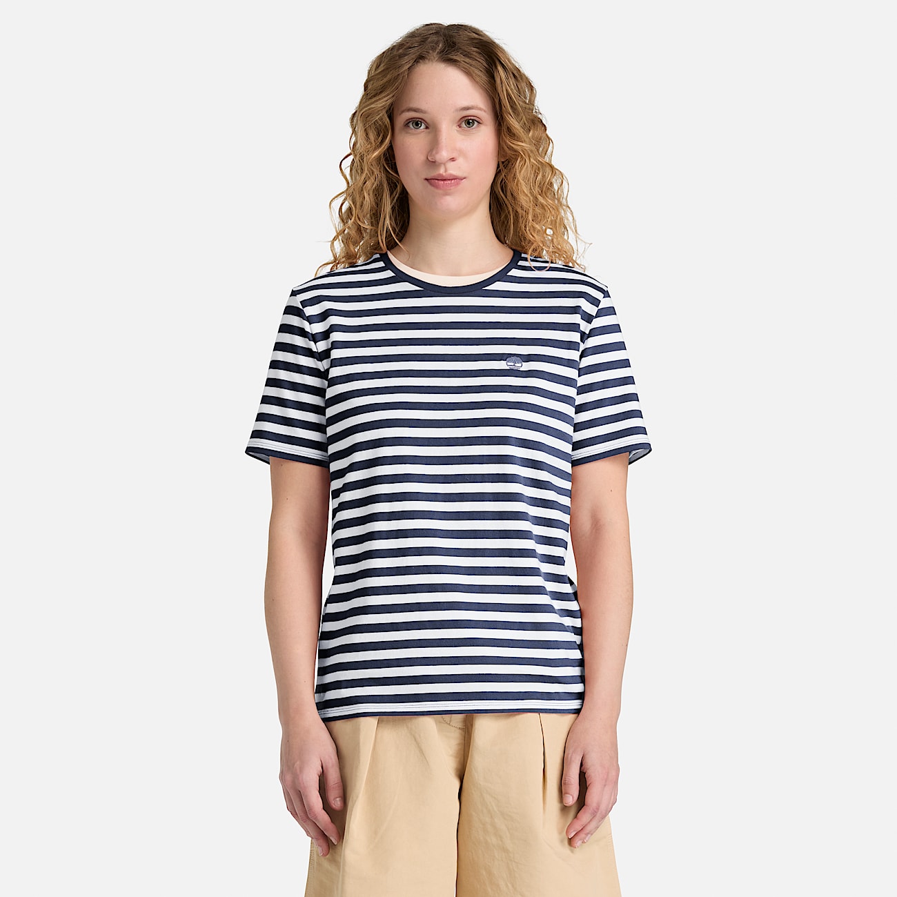 Striped Short-Sleeve T-Shirt for Women in Dark Blue