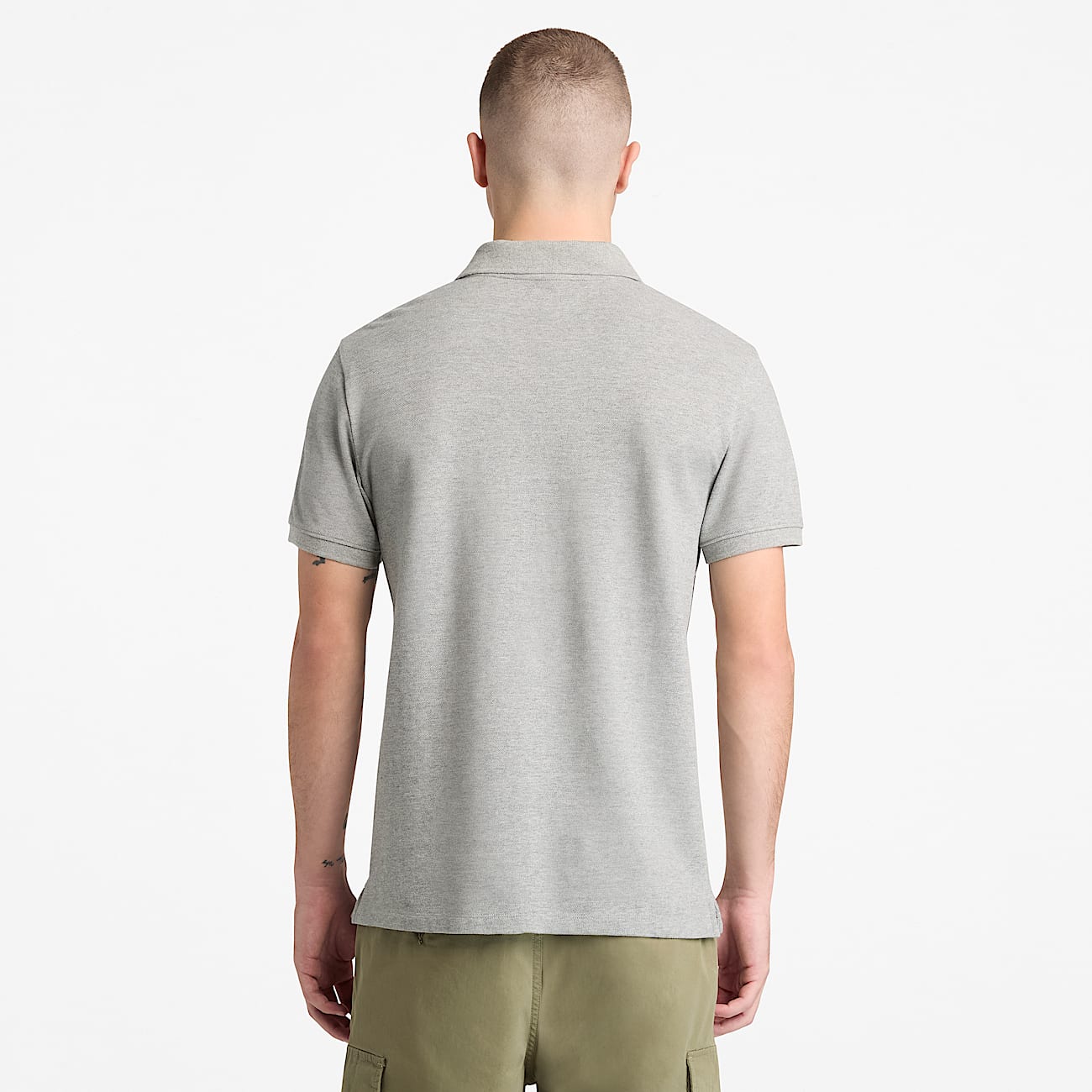 Oyster River Short-Sleeve Polo for Men in Grey/White