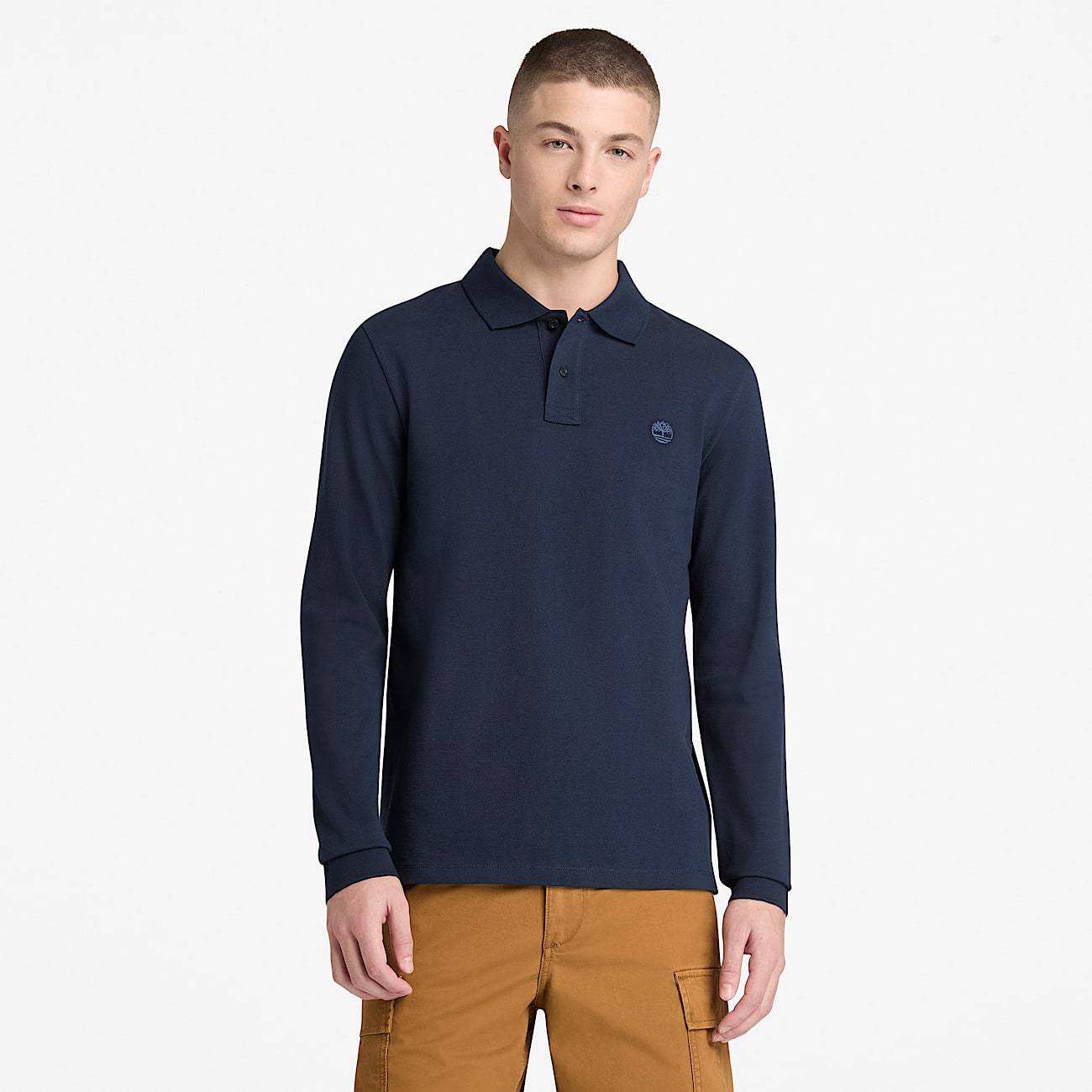Oyster River Long-Sleeve Polo (Slim) for Men in Dark Blue