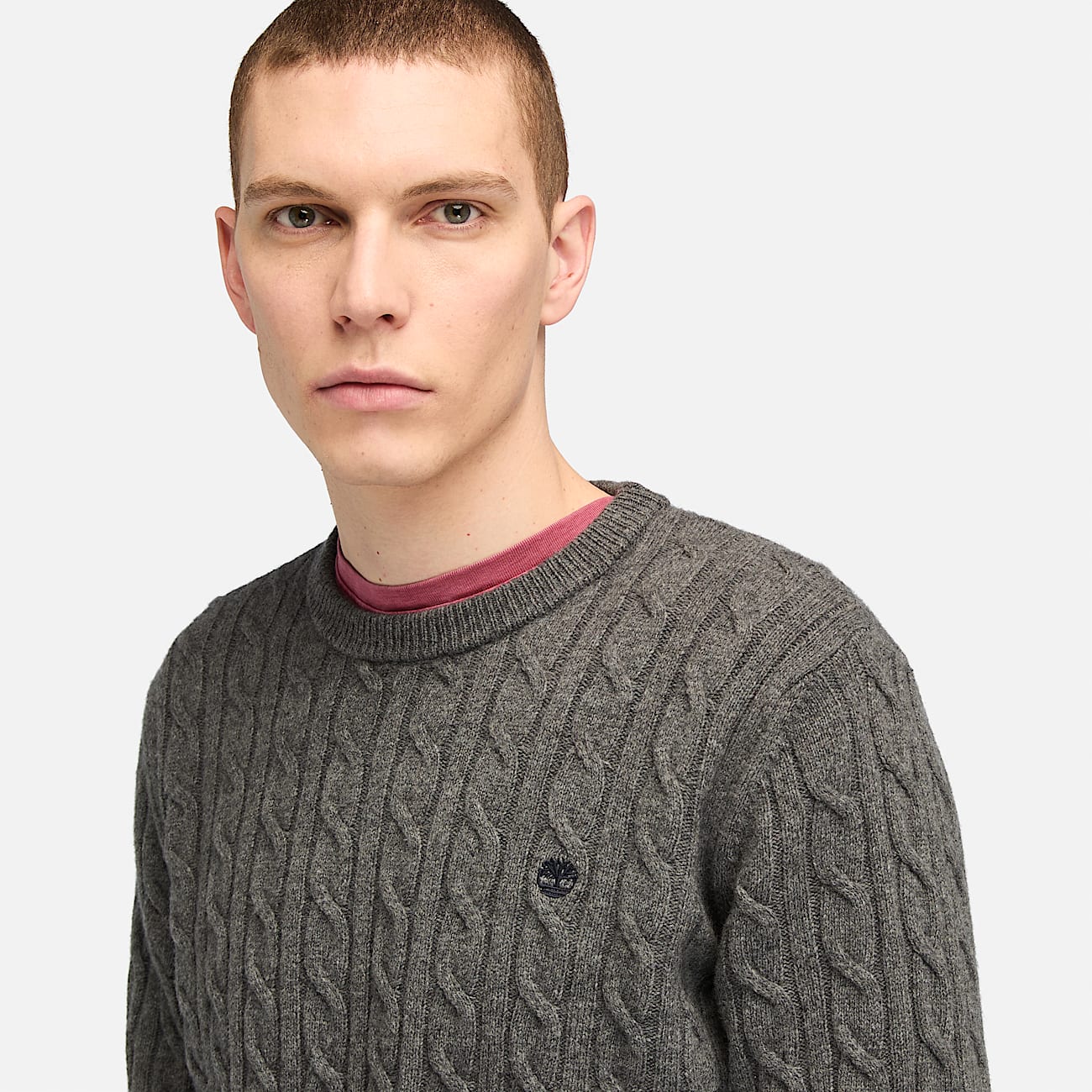 Phillips Brook Cable Crew Neck Jumper for Men in Dark Grey