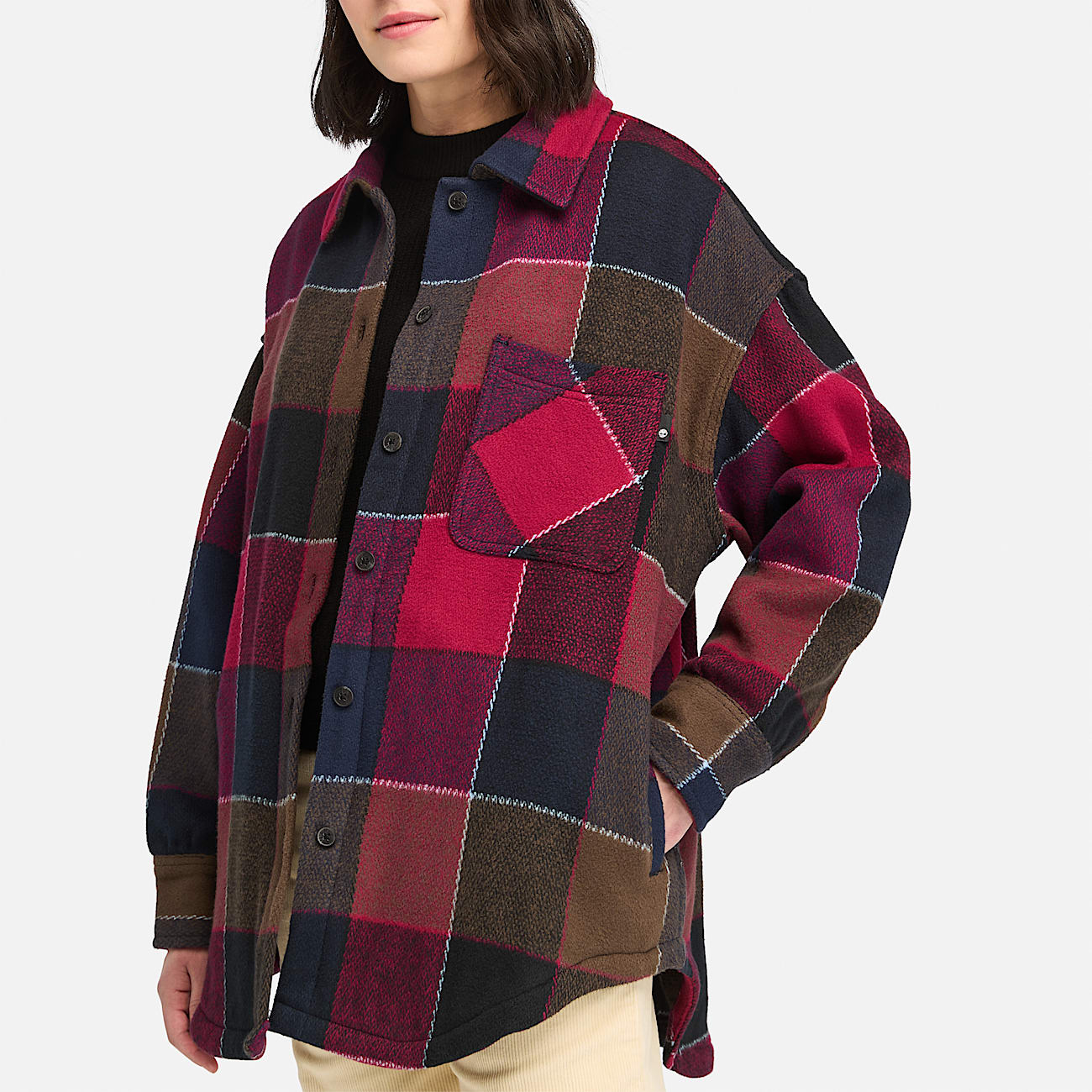 Heavy Flannel Overshirt for Women in Red