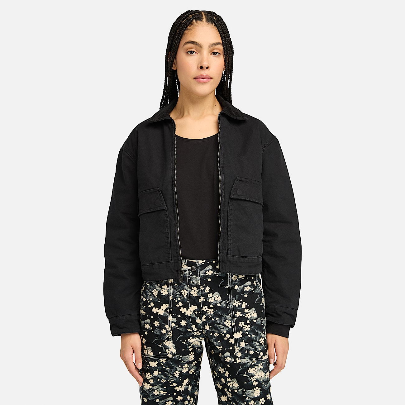Strafford Quilted Washed Canvas Jacket for Women in Black
