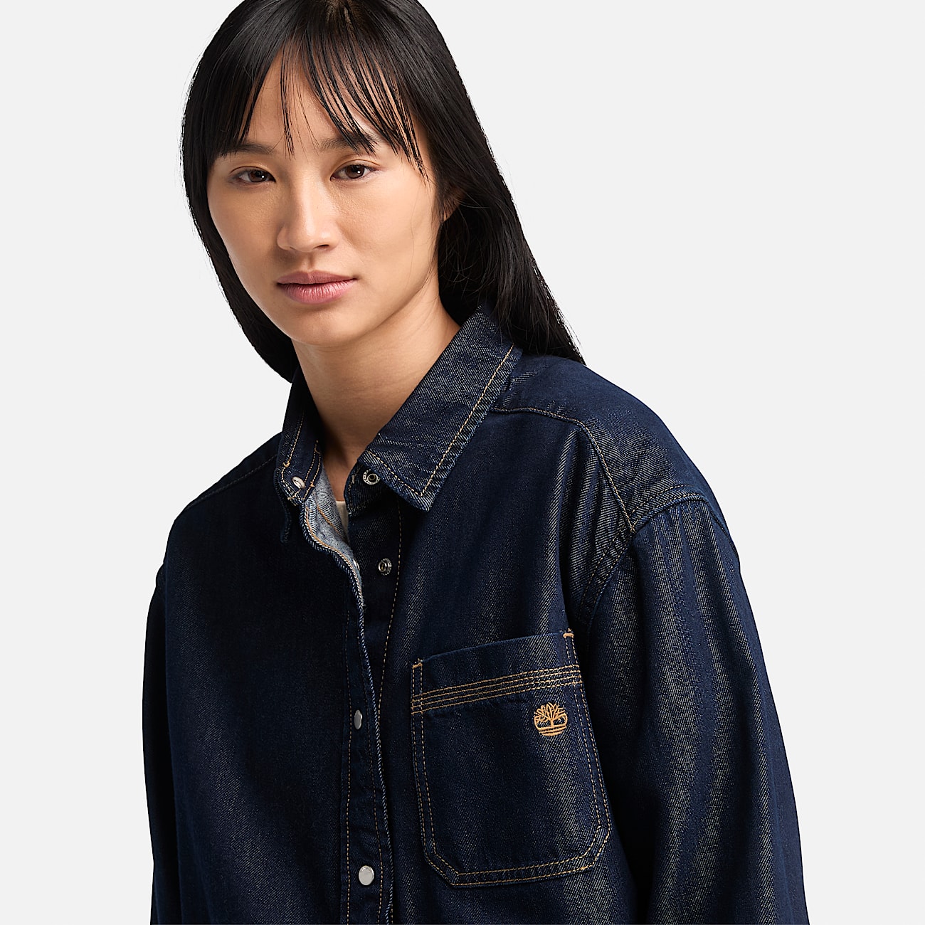 Refibra™ Denim Essential shirt voor dames in donkerblauw
