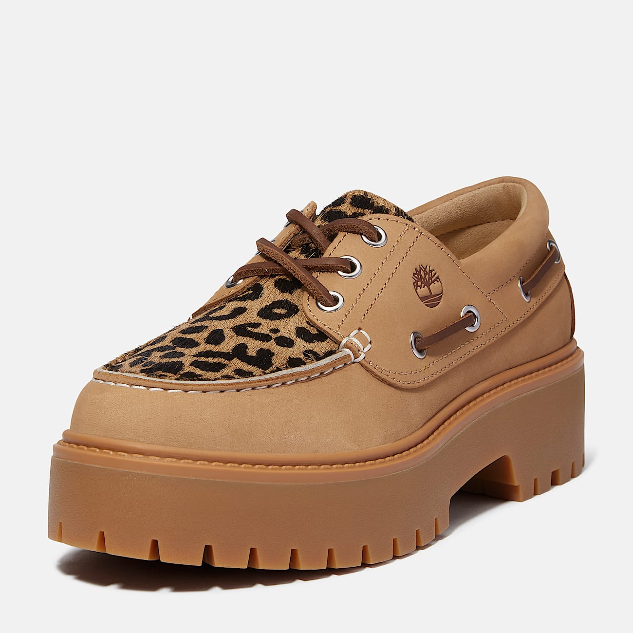 Chaussure bateau compensée Stone Street à imprimé léopard pour femme en ...