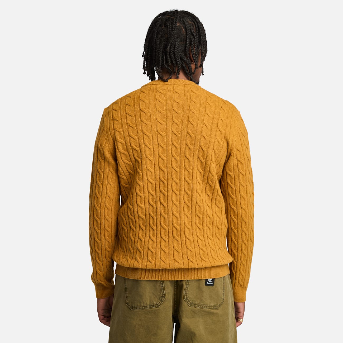 Pull torsadé à col rond Phillips Brook pour homme en jaune