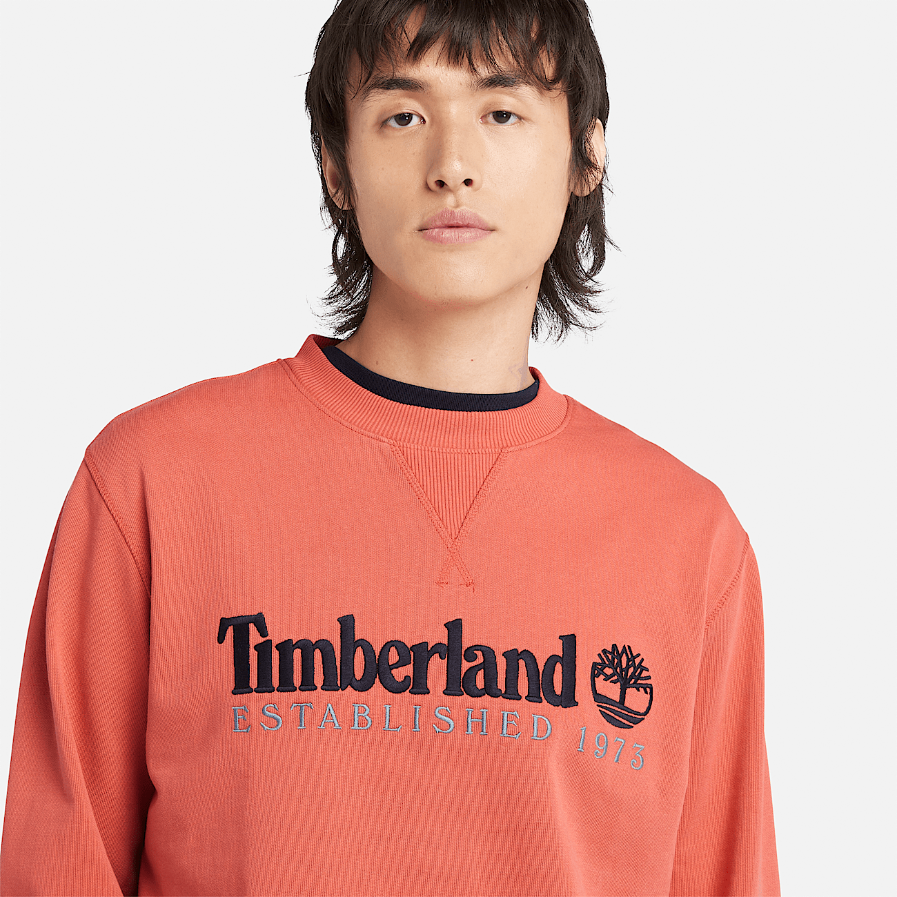 Est. 1973 Logo Crewneck Sweatshirt for Men in Orange