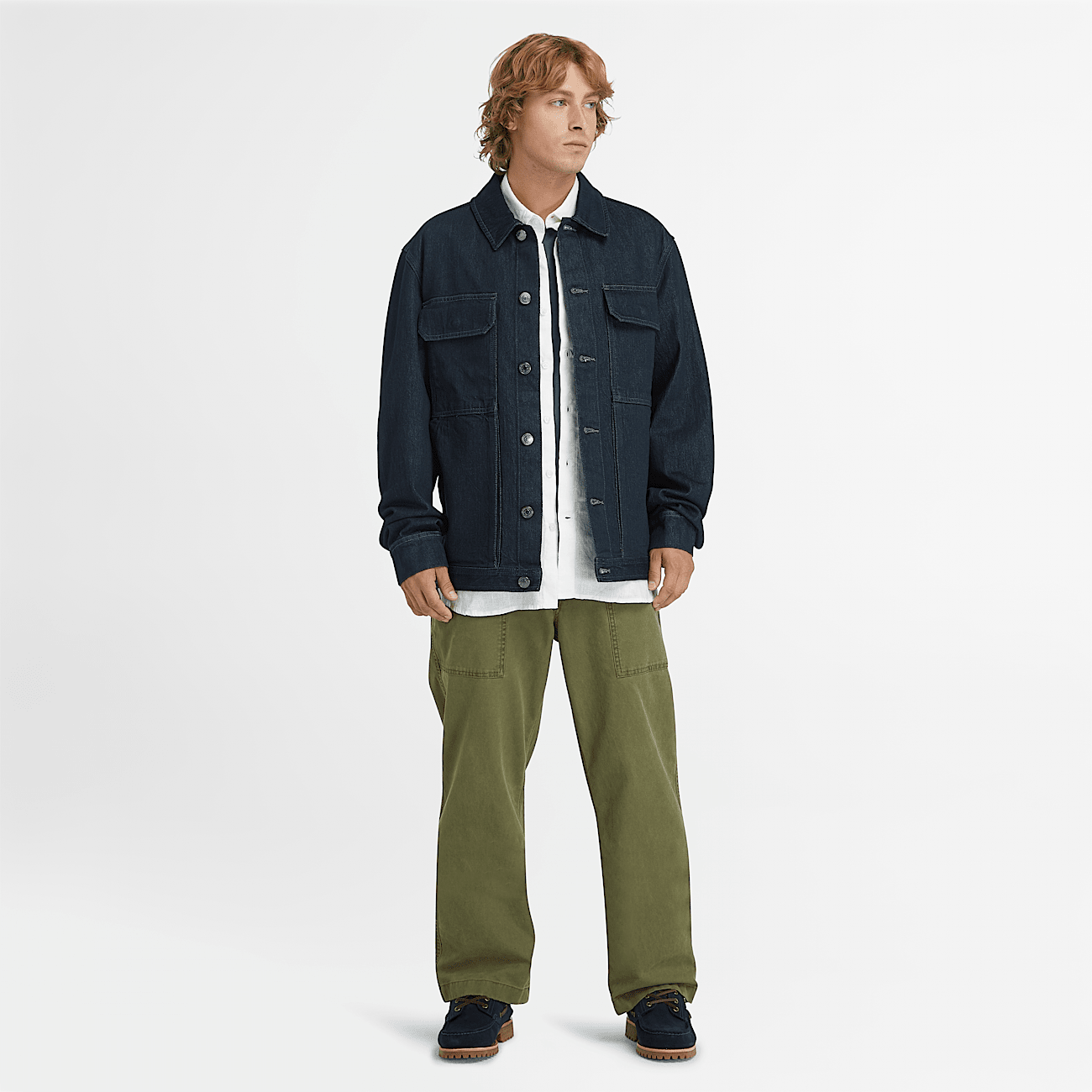 Refibra™ Technology Denim Trucker Jacket for Men in Indigo