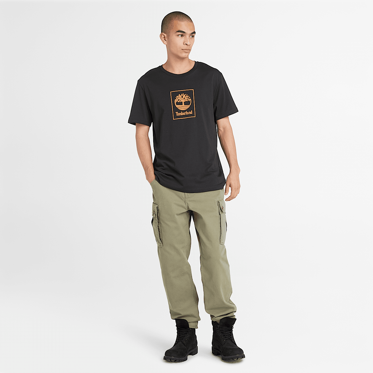 T-shirt Stack Logo da Uomo in colore nero