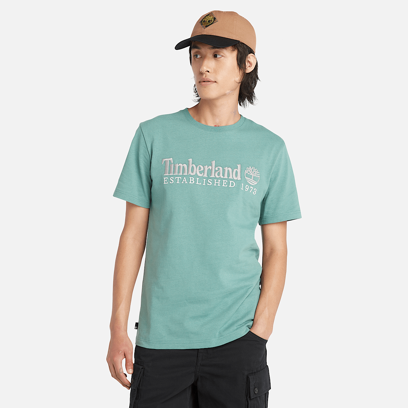 Kurzarm T Shirt mit Logo fur Herren in Petrol