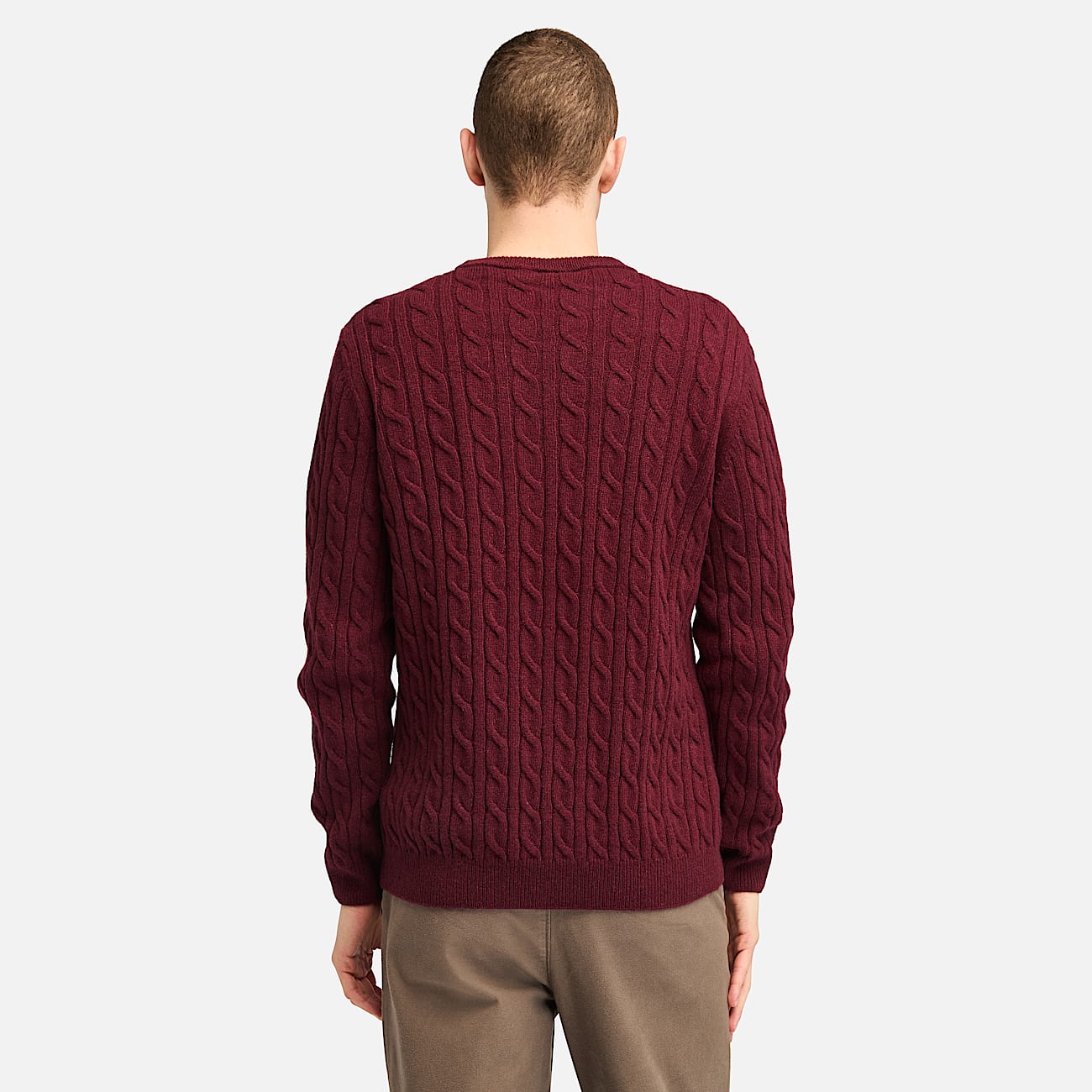 Phillips Brook Cable Crew Neck Jumper for Men in Dark Red