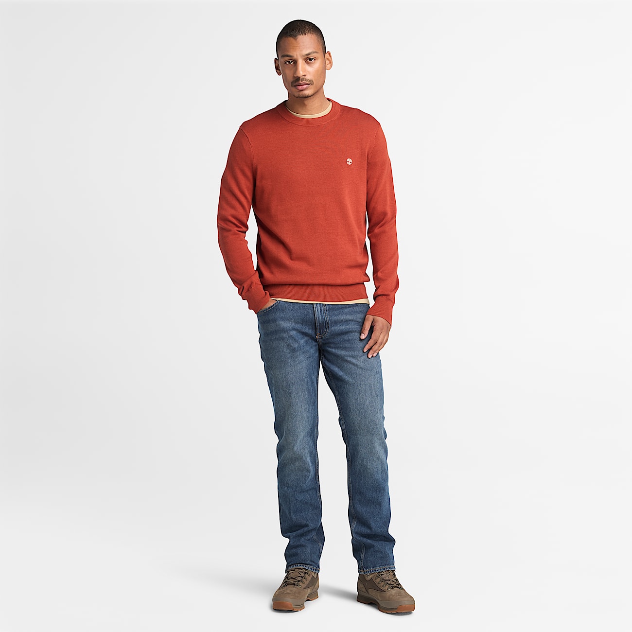 Williams River Cotton Yarn Dyed Jumper for Men in Red