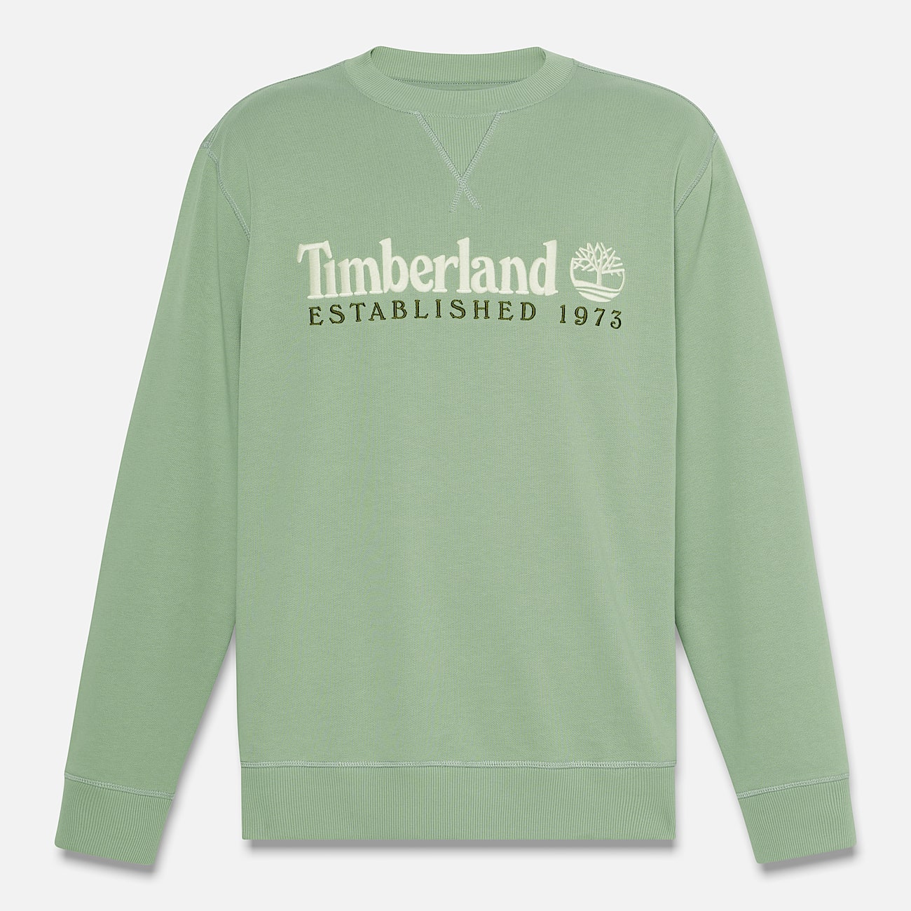 Established 1973 Embroidered Logo Crewneck Sweatshirt for Men in Green