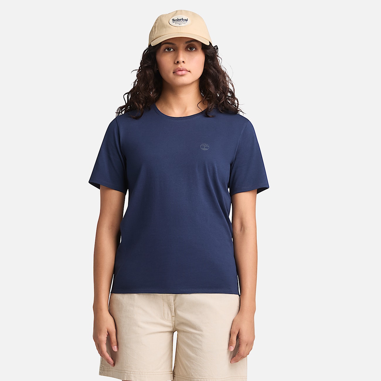 Chest Logo T-Shirt for Women in Dark Blue