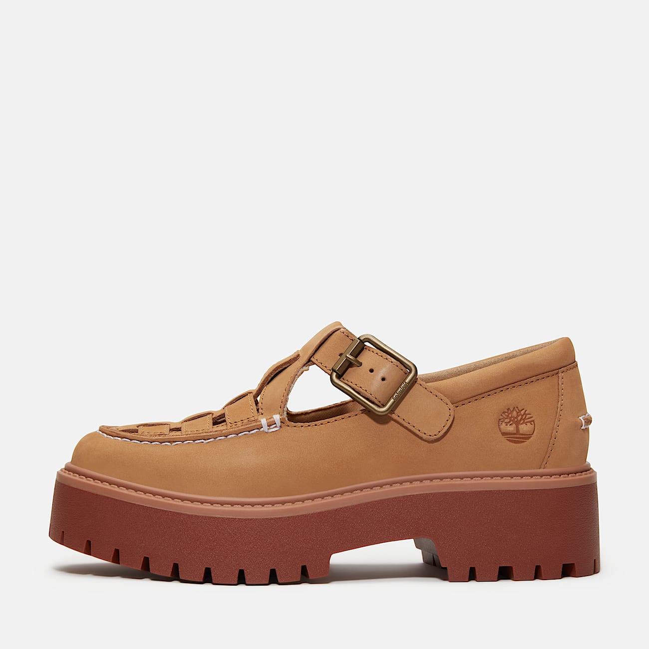 Stone Street Platform Buckle Shoe for Women in Beige