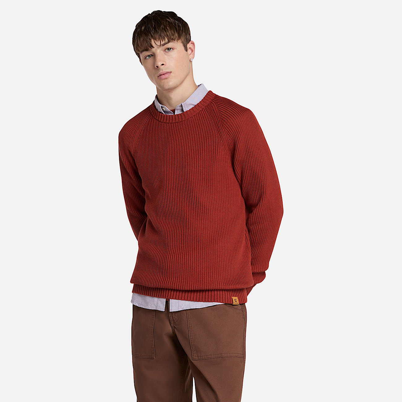 Rib-knit Raglan Jumper for Men in Red