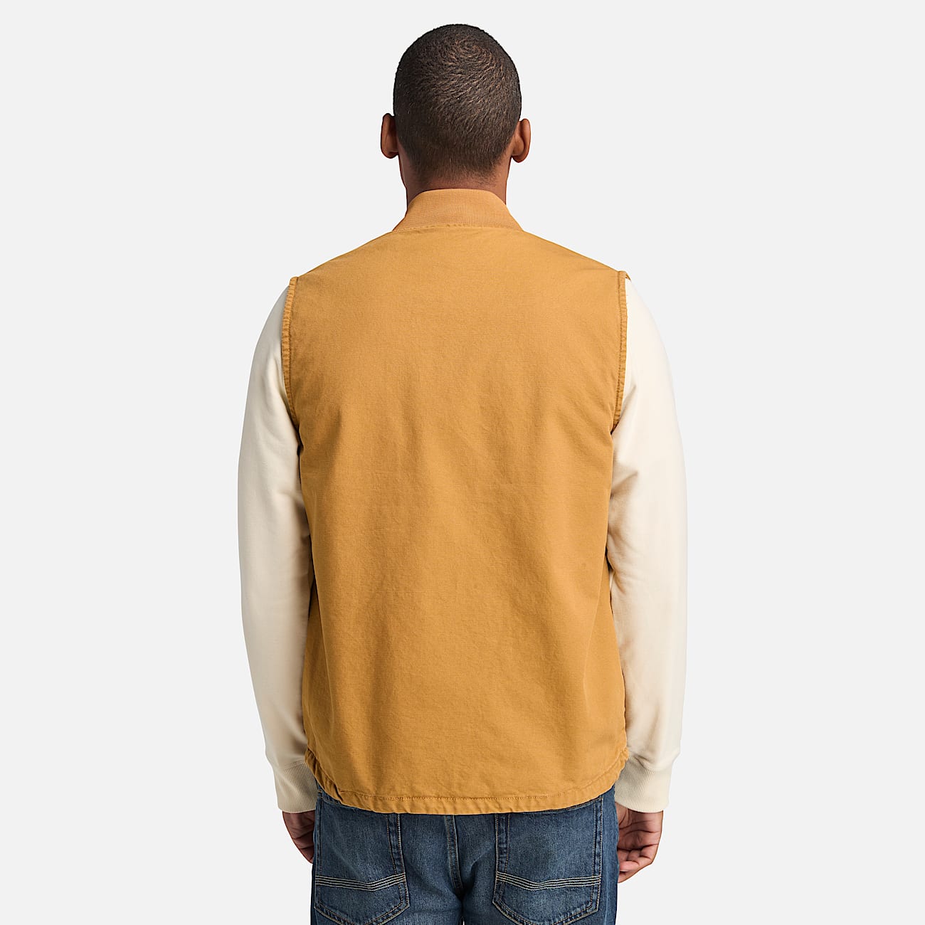 Gilet en toile délavée pour homme en jaune foncé