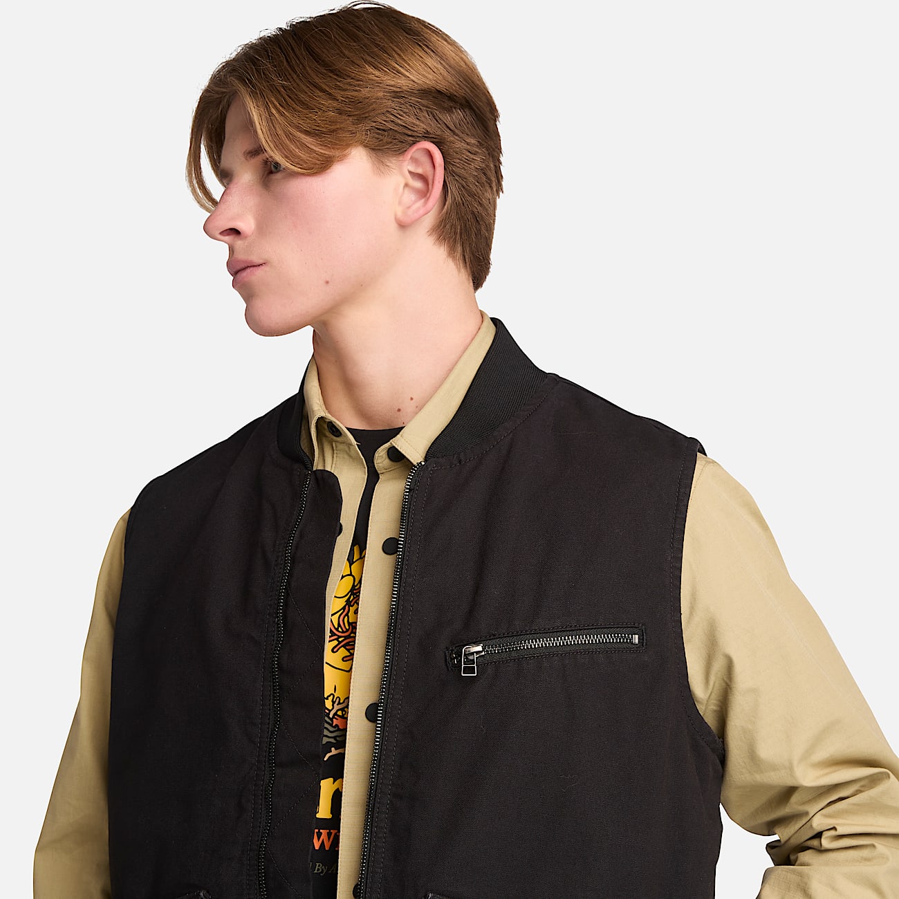 Gilet en toile délavée pour homme en noir