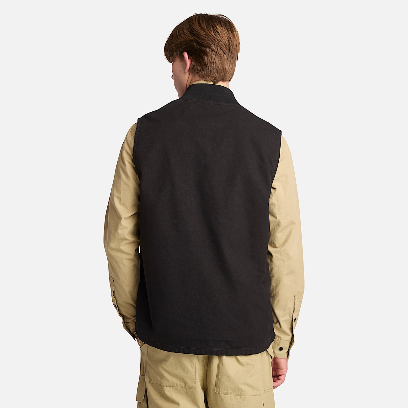 Gilet en toile délavée pour homme en noir