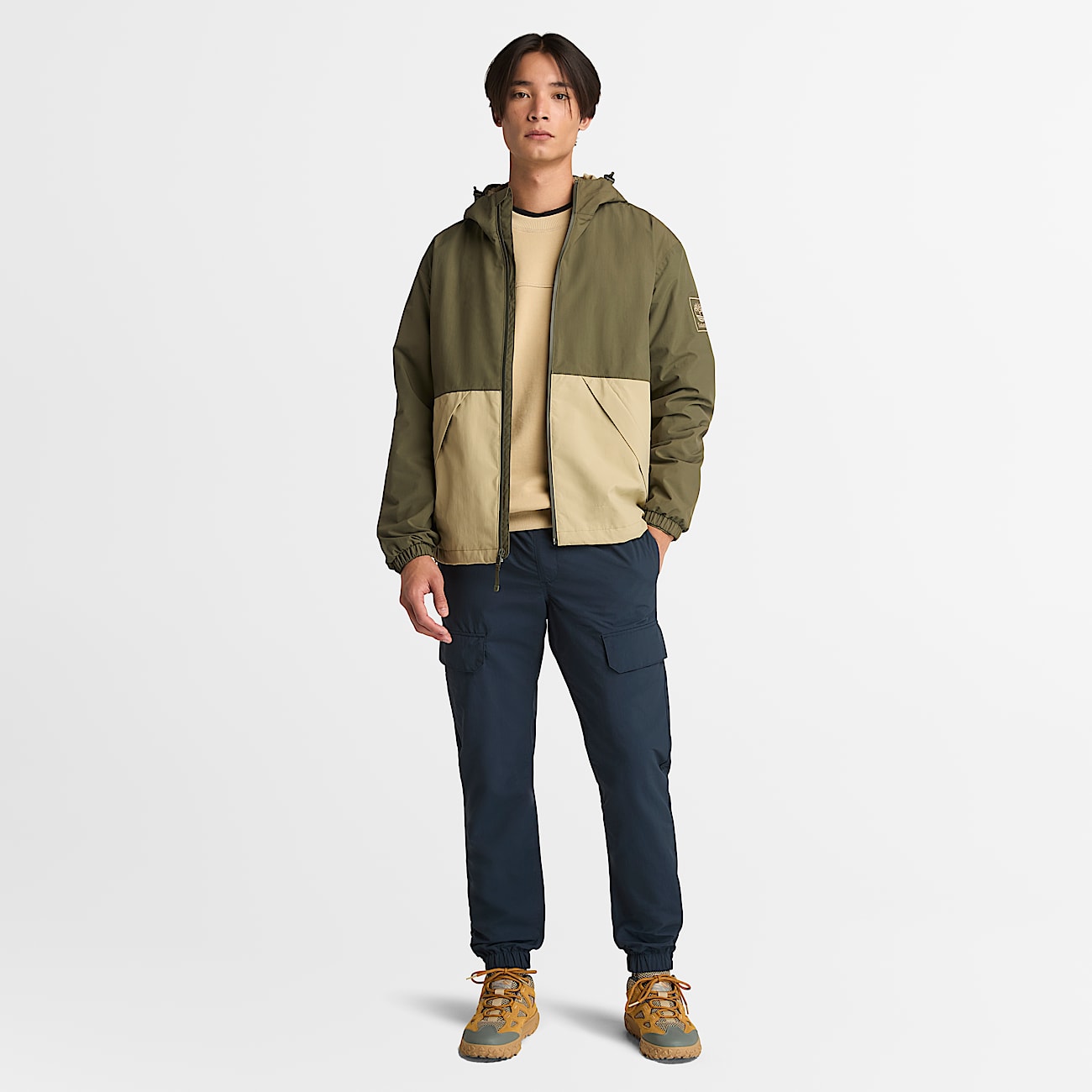 Winnick Waterproof Shell Jacket for Men in Green/Beige