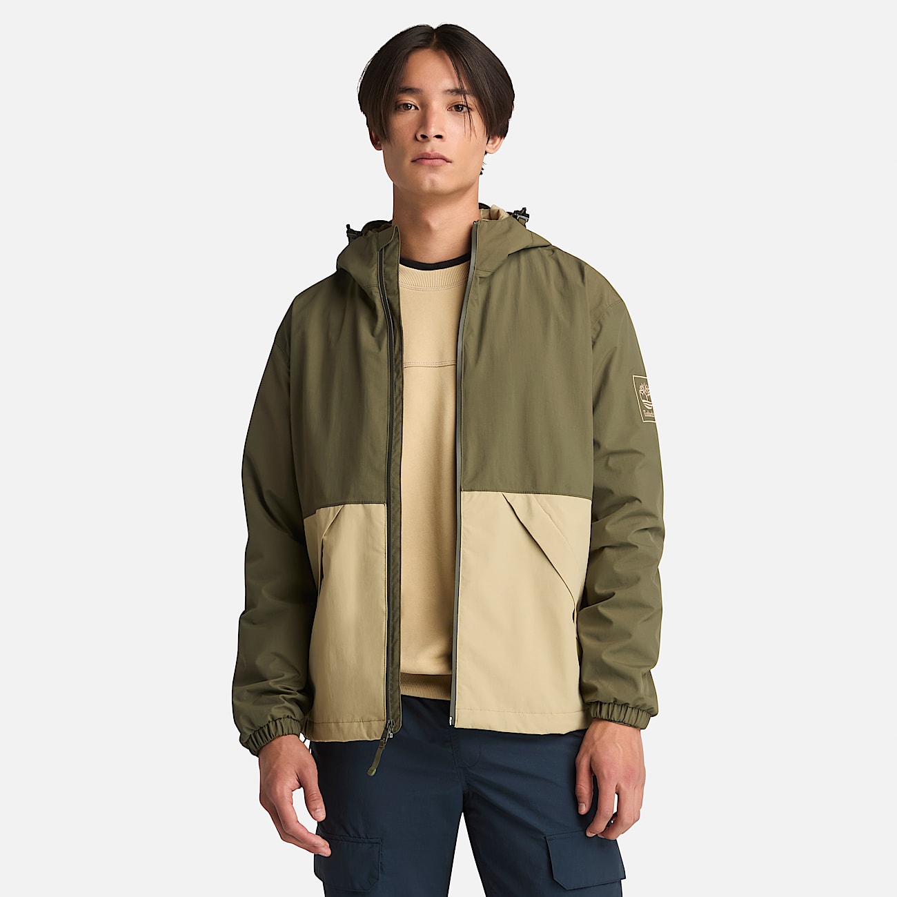 Winnick Waterproof Shell Jacket for Men in Green/Beige