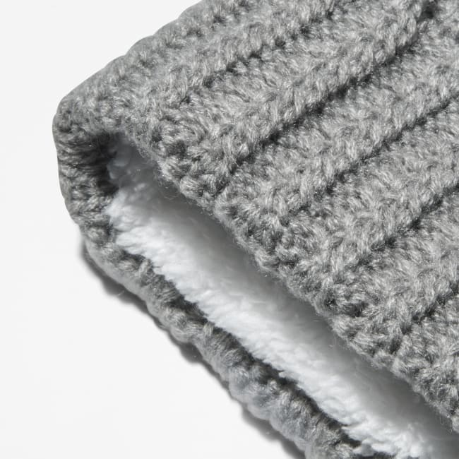 Berretto a Trecce con Pompon Premium da Donna in grigio chiaro