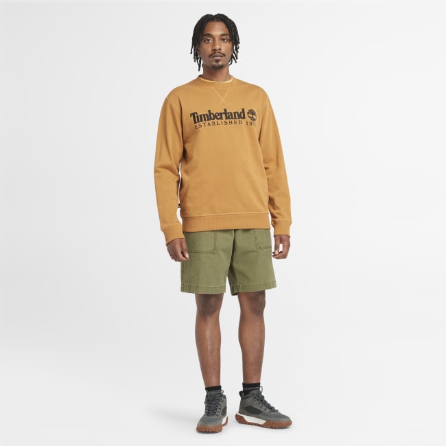 Est. 1973 Logo Crewneck Sweatshirt for Men in Yellow