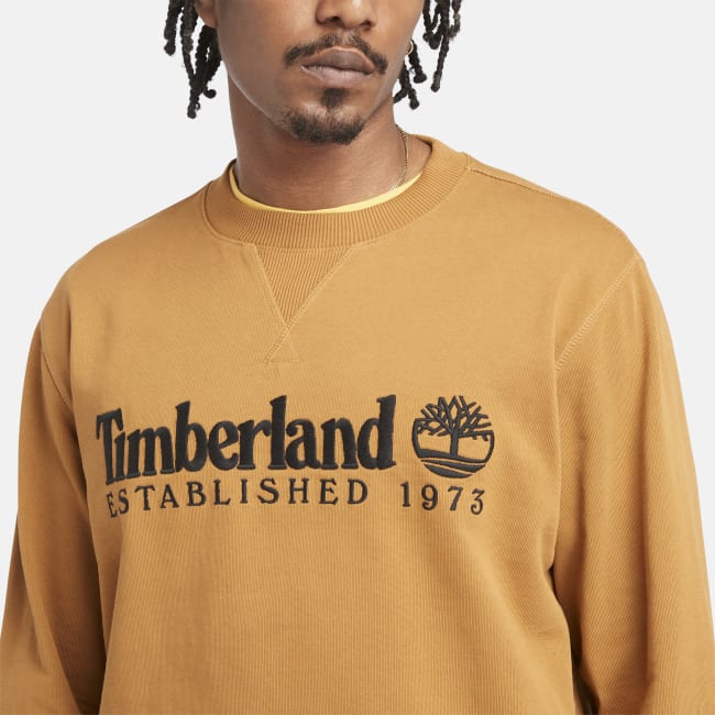 Est. 1973 Logo Crewneck Sweatshirt for Men in Yellow
