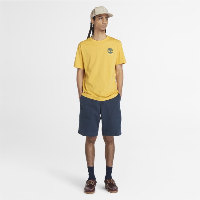 Back Graphic T-Shirt for Men in Yellow