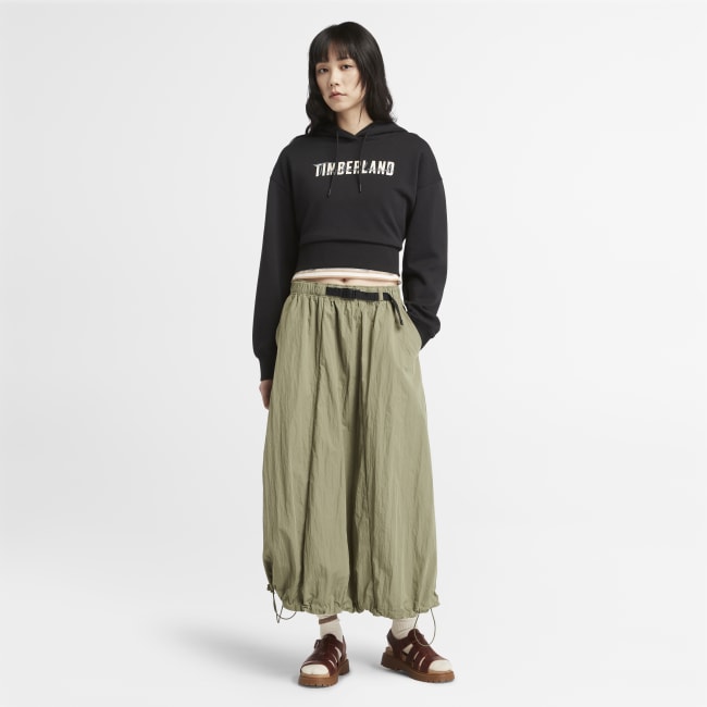 Brushed Back Logo Hoodie For Women in Black