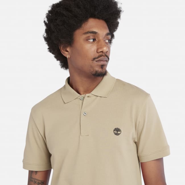 Merrymeeting River Stretch Polo Shirt for Men in Beige
