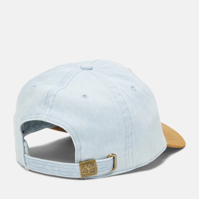 Denim-Kappe mit Krempe aus Wildlederimitat in Blau