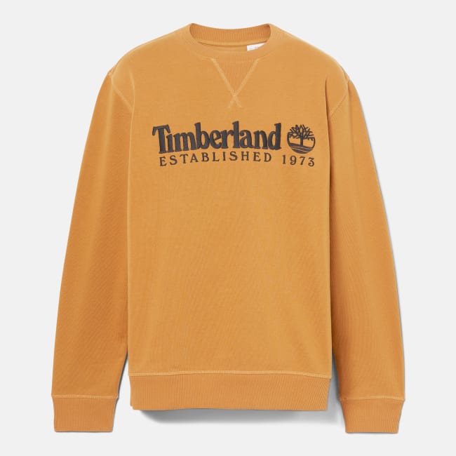 Est. 1973 Logo Crewneck Sweatshirt for Men in Yellow